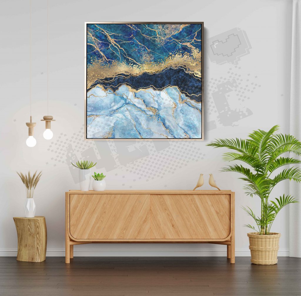 Tableau Marbre Bleu et Doré - Wepic